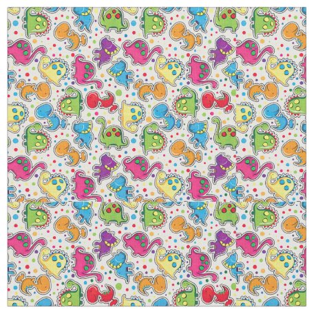 Pink Dinosaur Pattern Kids Fabric | Zazzle