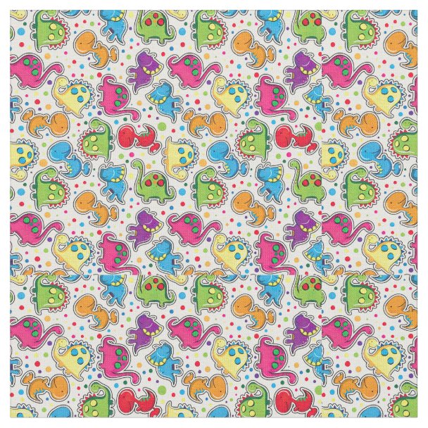 Pink Dinosaur Pattern Kids Fabric | Zazzle