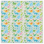 Pink Dinosaur Pattern Kids Fabric | Zazzle