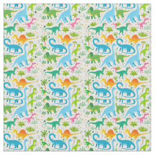 Pink Dinosaur Pattern Kids Fabric | Zazzle