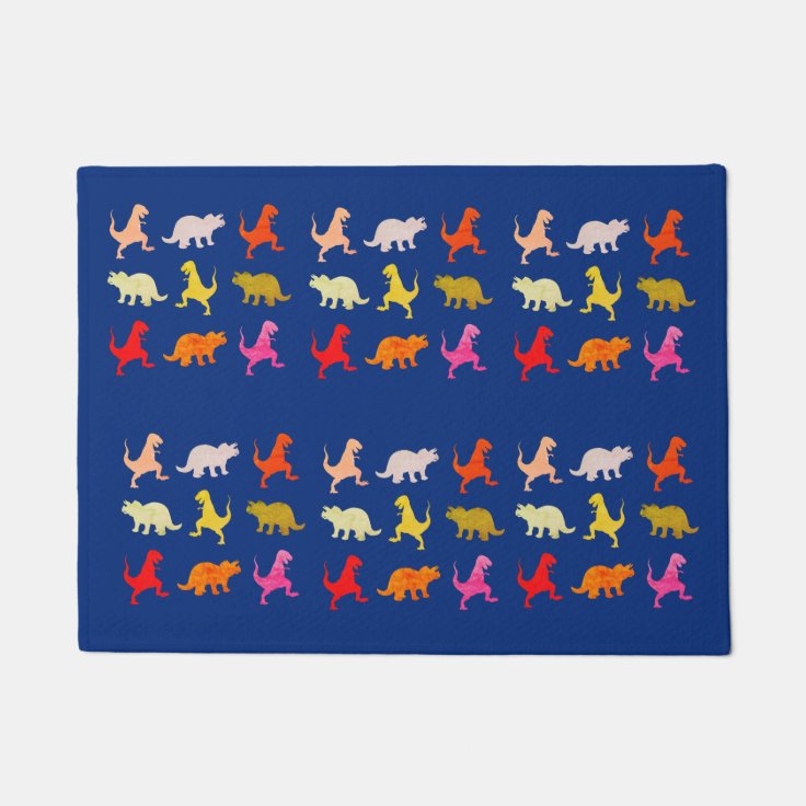 Colorful Dinosaurs Door Mat | Zazzle