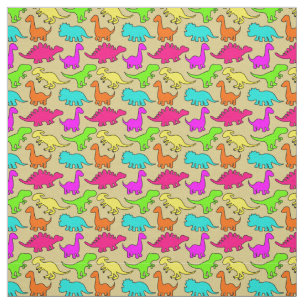 Pink Dinosaur Pattern Kids Fabric | Zazzle