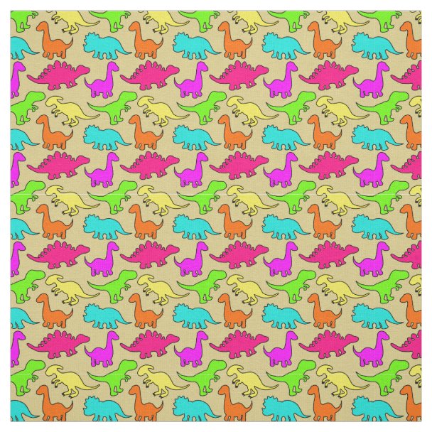 Pink Dinosaur Pattern Kids Fabric | Zazzle