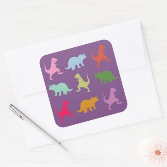 Colorful Dinosaurs Square Stickers, Glossy Square Sticker | Zazzle