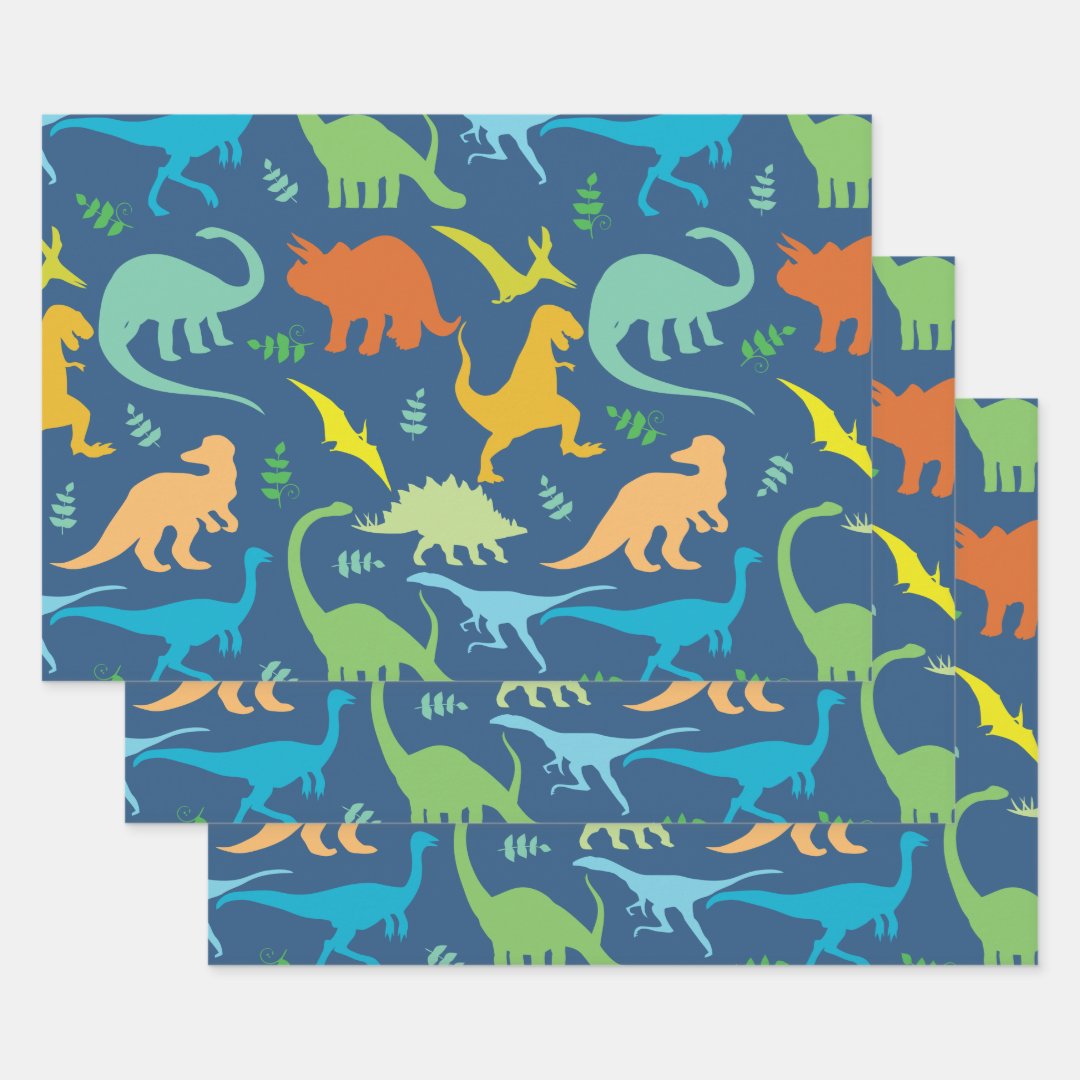 Colorful Dinosaurs Wrapping Paper Sheets | Zazzle