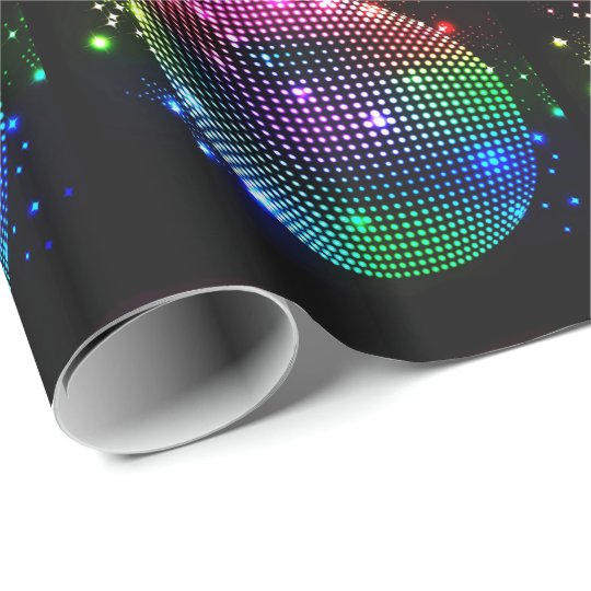Colorful Disco Ball On Black Gift Wrap Paper | Zazzle.com