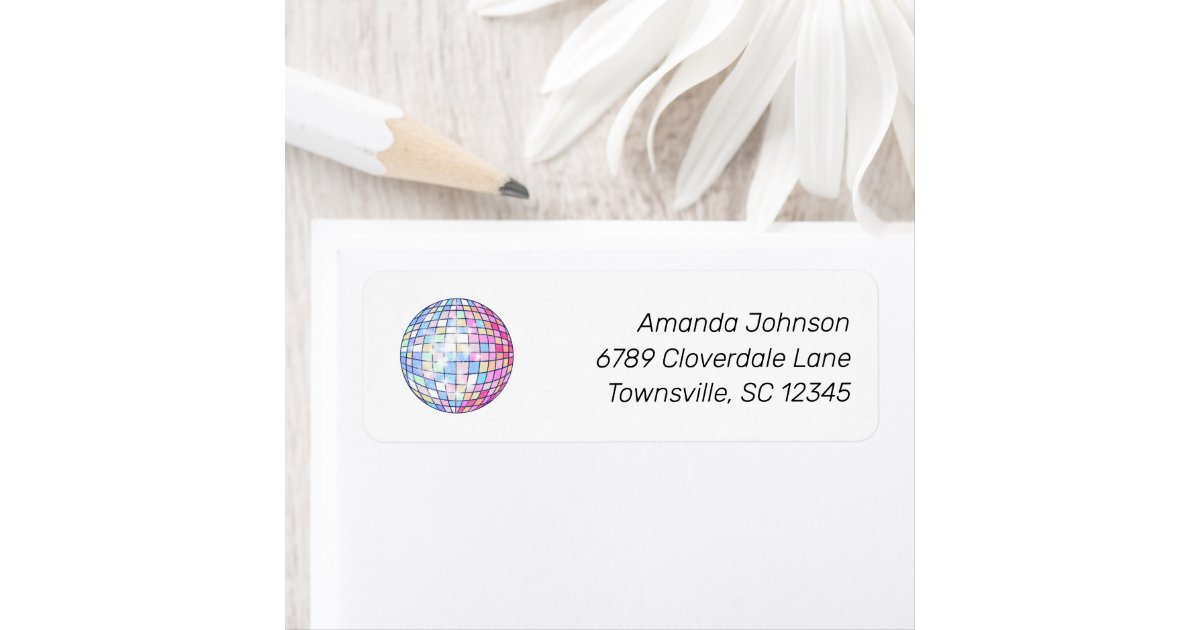 Colorful Disco Ball Return Address Label | Zazzle