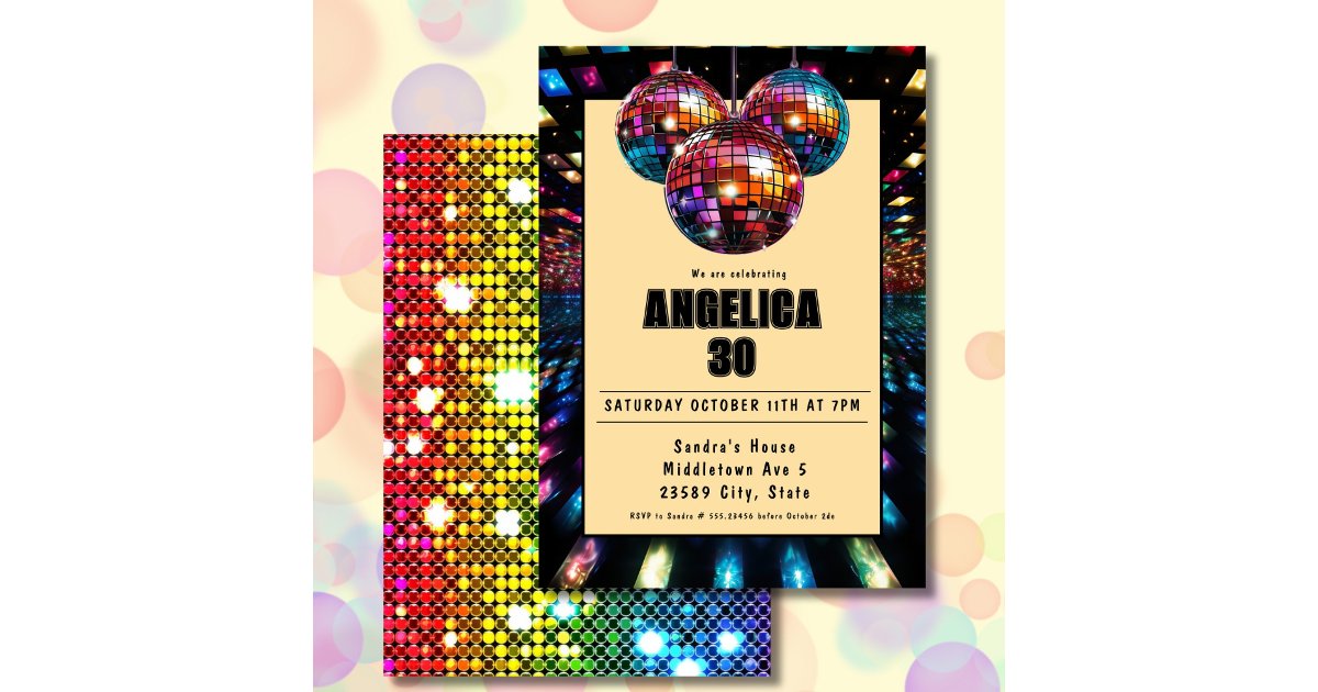 Colorful Disco Birthday Invitation | Zazzle