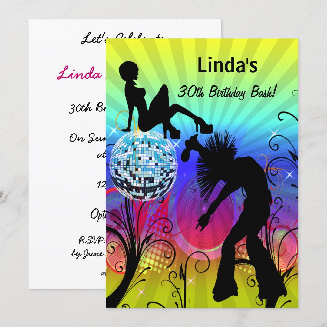 colorful disco retro party Invitation | Zazzle