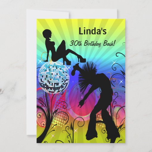 colorful disco retro party Invitation | Zazzle