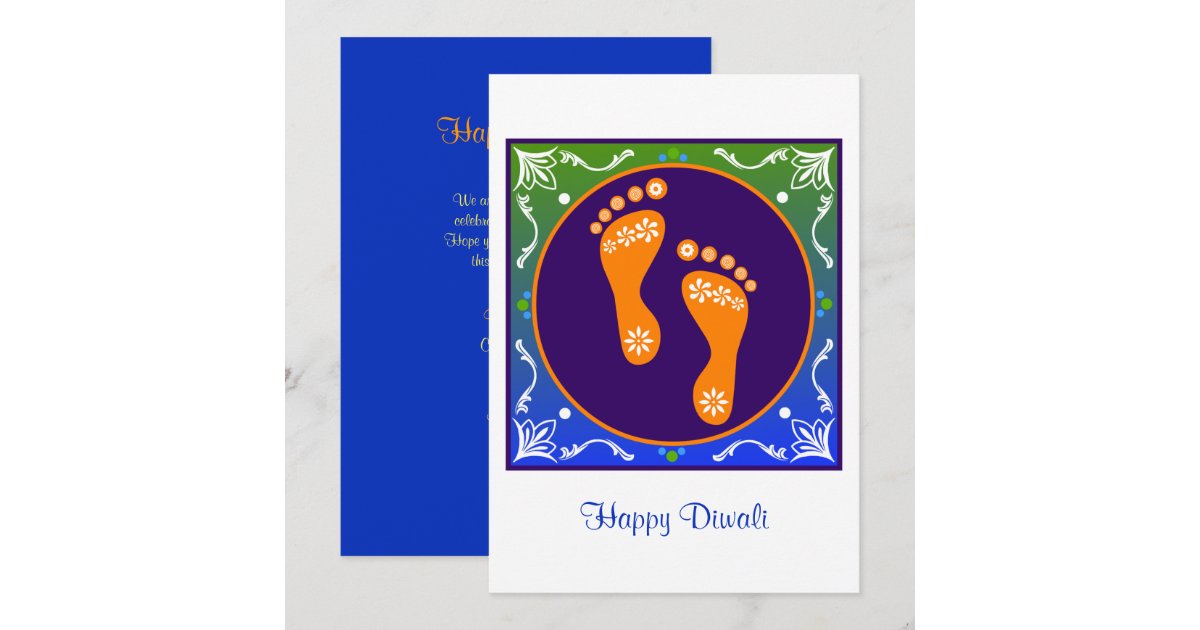Colorful Diwali Rangoli With Footprint Invitation | Zazzle