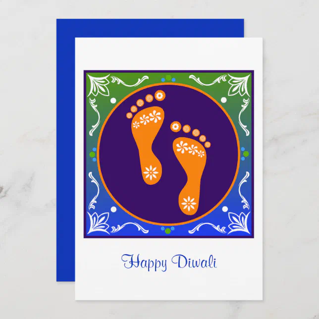 Colorful Diwali Rangoli With Footprint Invitation | Zazzle