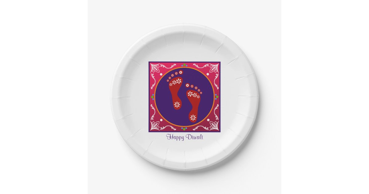 Colorful Diwali Rangoli With Footprint Paper Plates | Zazzle
