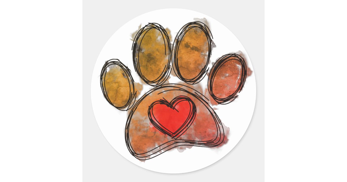 Colorful Dog Lover Drawing Watercolor Classic Round Sticker | Zazzle