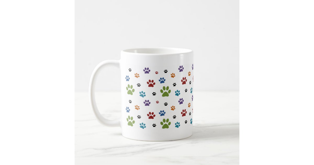 Colorful Dog Paw Prints Mug | Zazzle