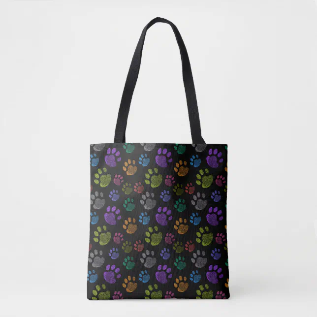 Colorful Dog Paws All-Over-Print Tote Bag | Zazzle