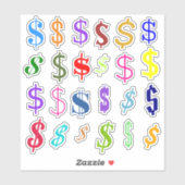 Colorful Dollar Sign ($) Symbols Sticker | Zazzle