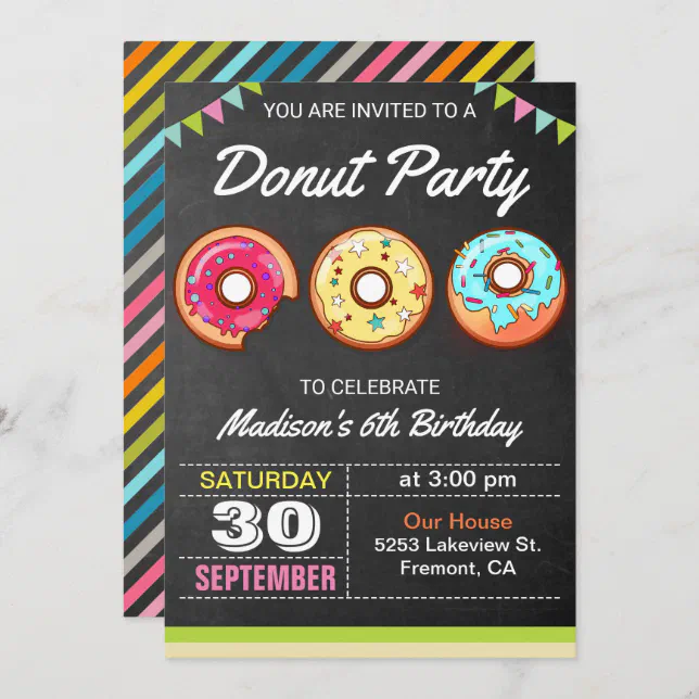 Colorful Donuts Kids Birthday Party Invitation | Zazzle