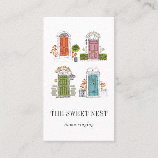 Colorful Doors | Home Staging or Interior Design Business Card | Zazzle
