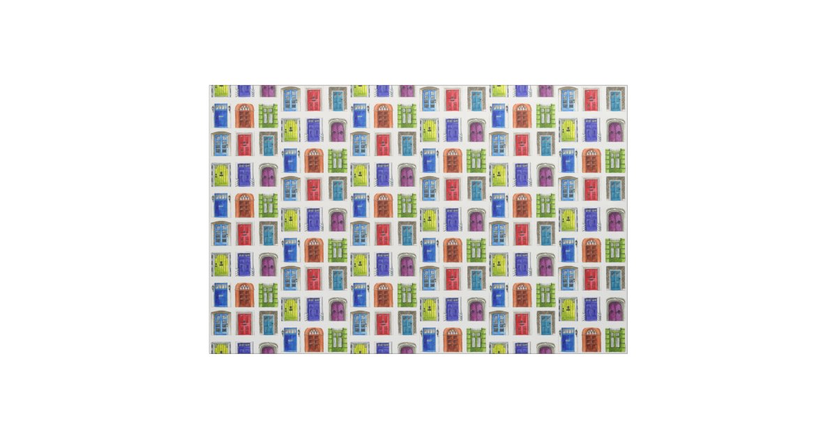 Colorful Doors Pattern Fabric | Zazzle