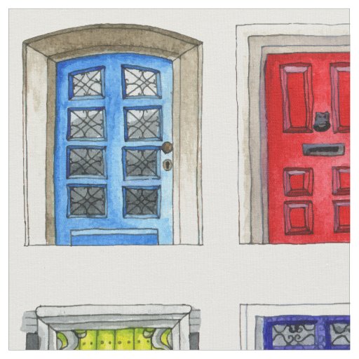 Colorful Doors Pattern Fabric | Zazzle