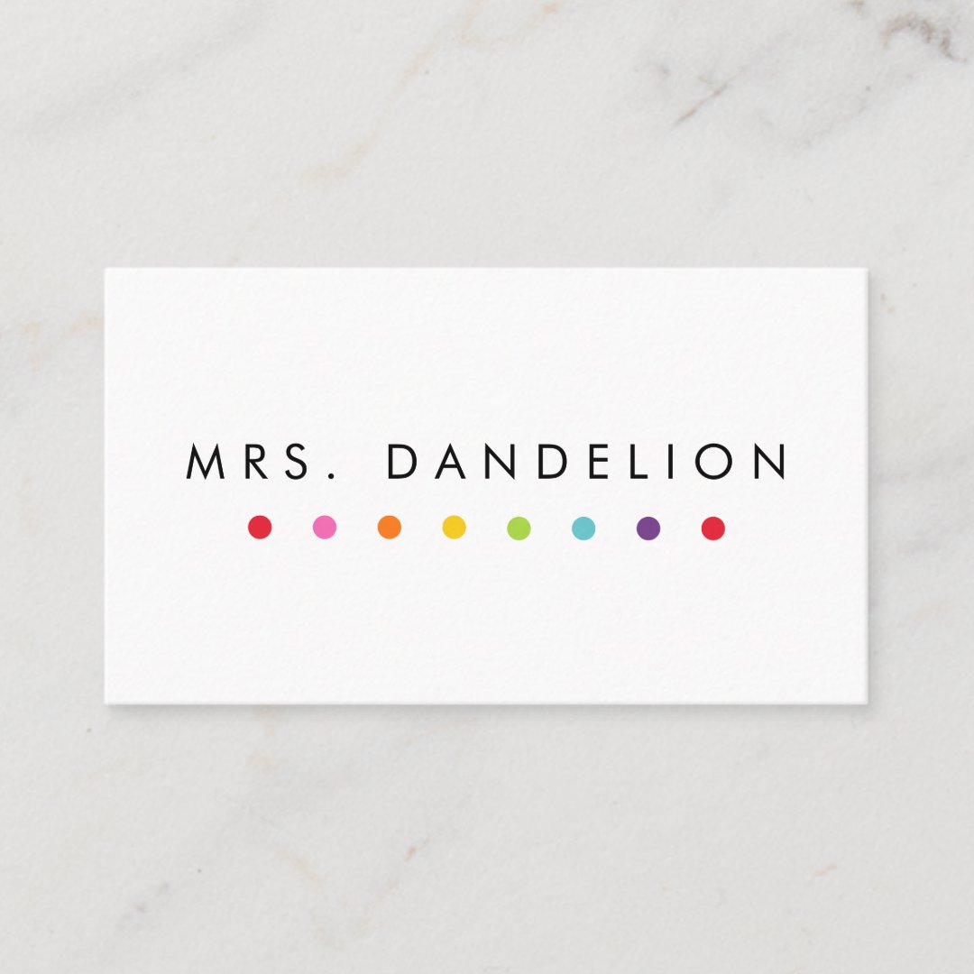 Colorful Dots Elementary School Teacher Business Card | Zazzle