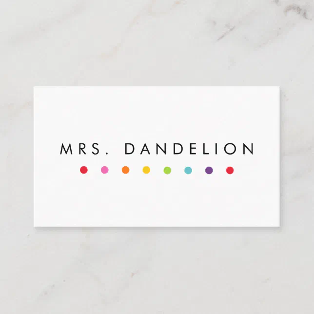 Colorful Dots Elementary School Teacher Business Card | Zazzle