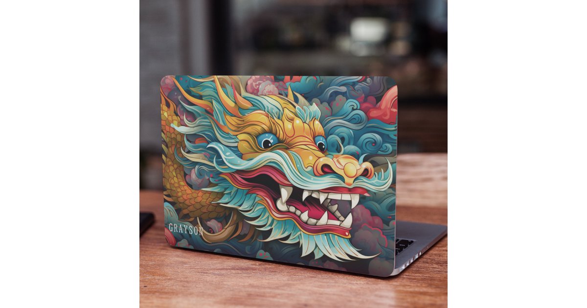 Colorful Dragon Modern Personalized Name HP Laptop Skin | Zazzle