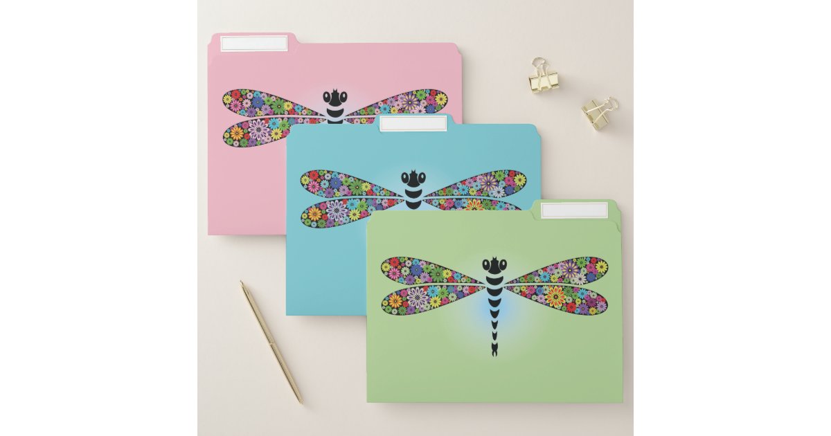 Colorful Dragonfly Damselfly File Folders Set | Zazzle