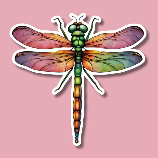 Colorful Dragonfly Waterproof Sticker | Zazzle