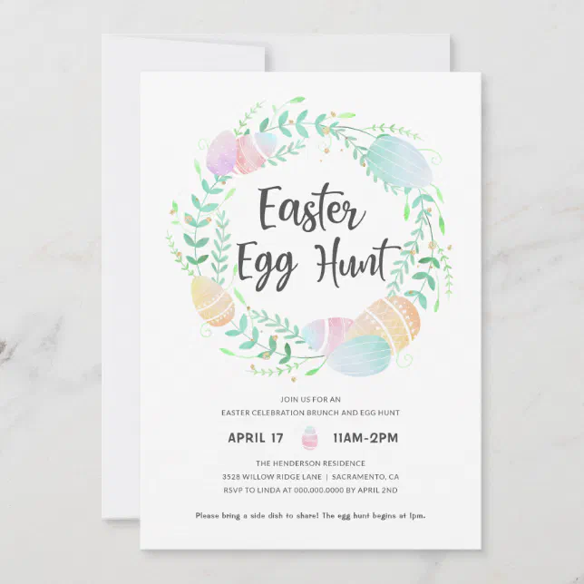 Easter Brunch And Egg Hunt Invitation Easter Egg Hunt Invitation