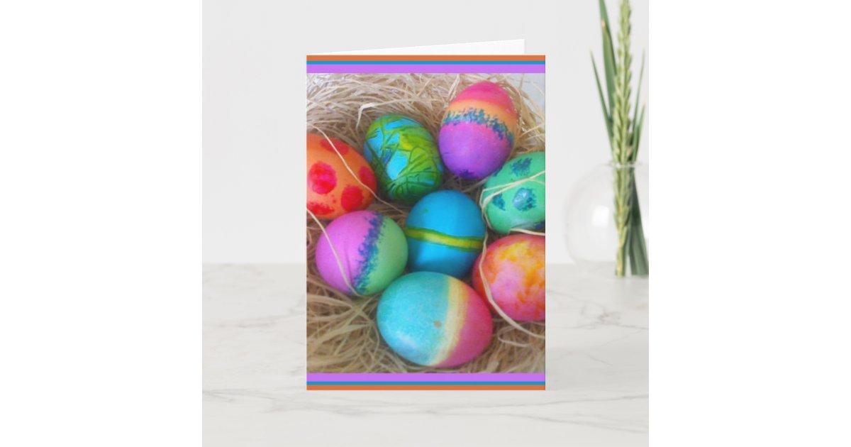Colorful Easter Eggs Holiday Card | Zazzle