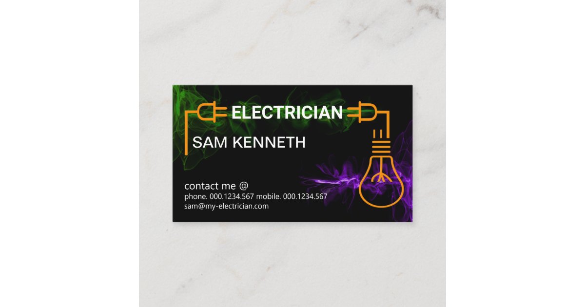 Colorful Electric Wave Power Plug Light Bulb Business Card | Zazzle