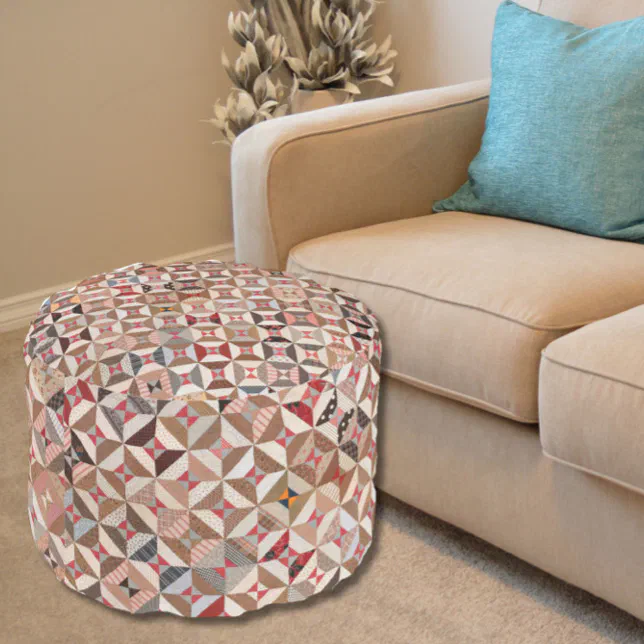 Colorful Elegant Vintage Patchwork Quilt Pattern Pouf | Zazzle