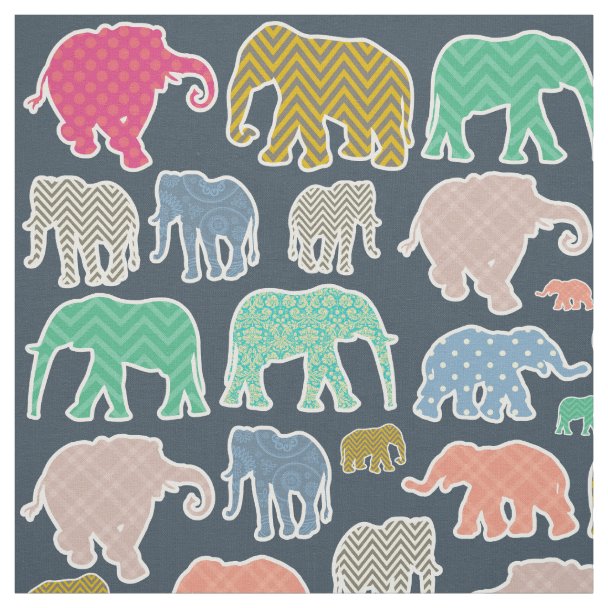 Cute and Colorful Elephant Fabric | Zazzle