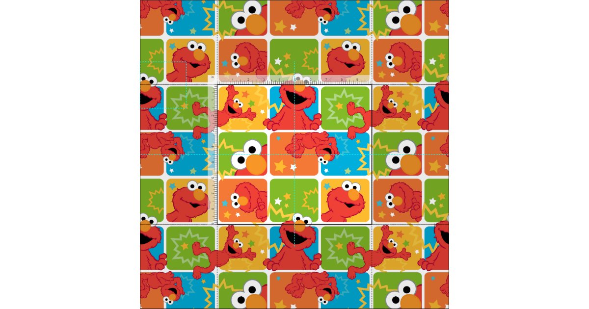 Colorful Elmo Grid Pattern Fabric | Zazzle