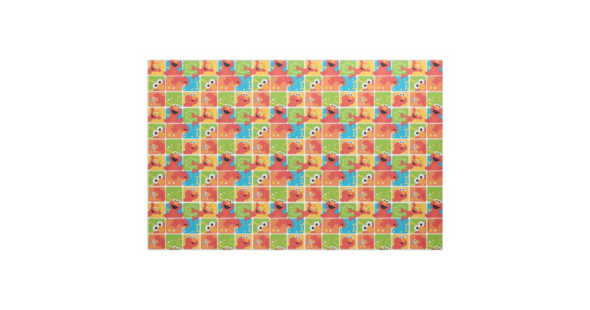Colorful Elmo Grid Pattern Fabric | Zazzle
