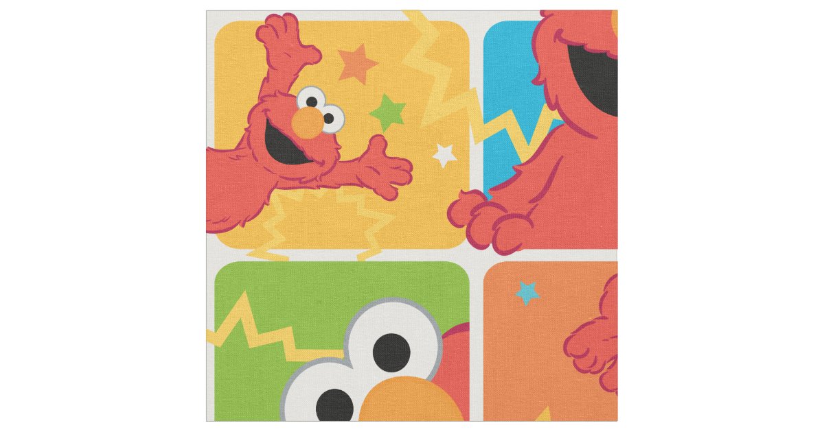 Colorful Elmo Grid Pattern Fabric | Zazzle