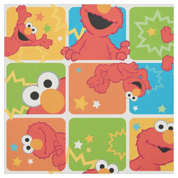 Elmo Pom-Pom Pattern Fabric | Zazzle.com