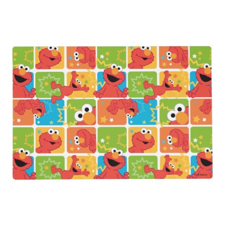 Colorful Elmo Grid Pattern Fabric | Zazzle