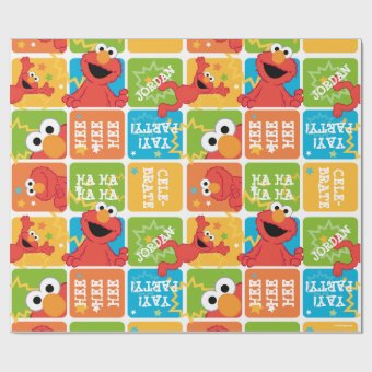 Colorful Elmo Grid Pattern Wrapping Paper | Zazzle