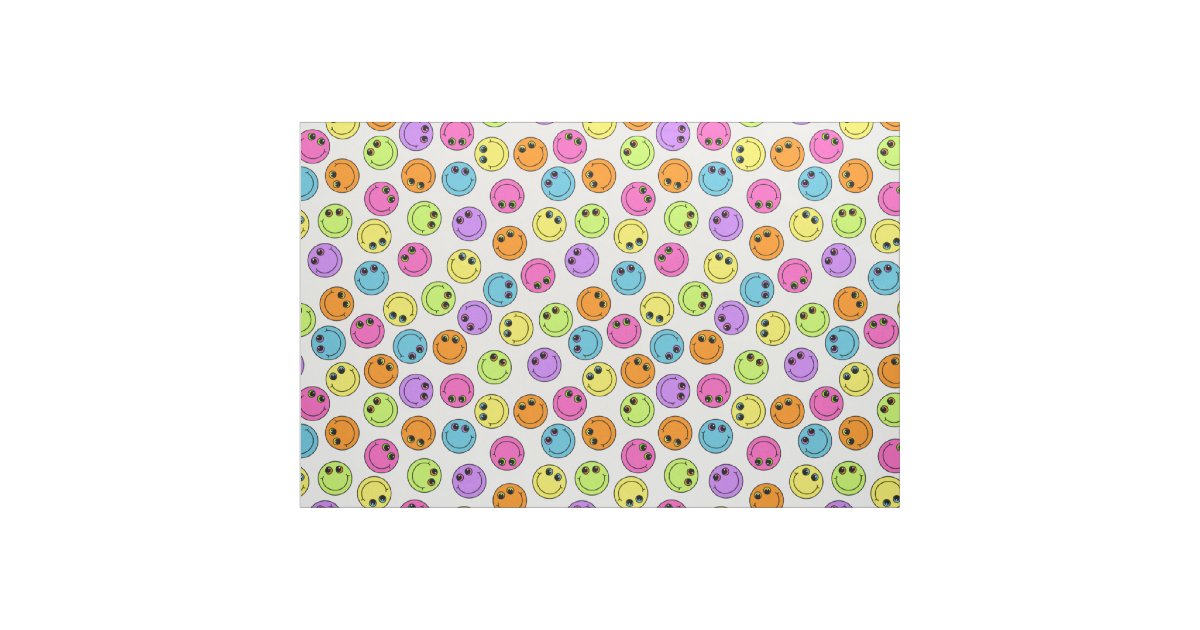 Colorful Emoji Faces Fabric | Zazzle