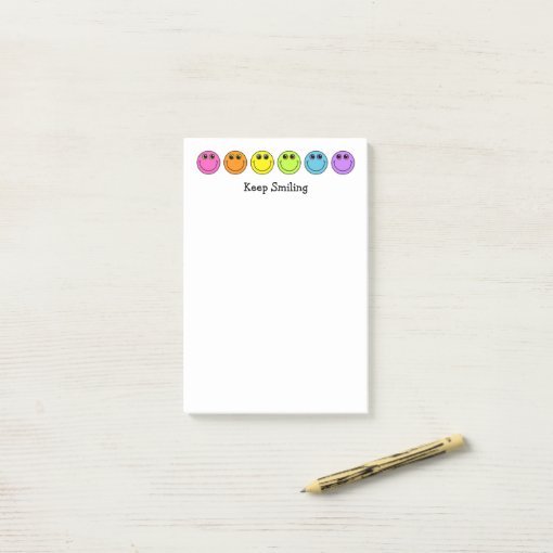 Colorful Emoji Faces Keep Smiling Post-it Notes | Zazzle