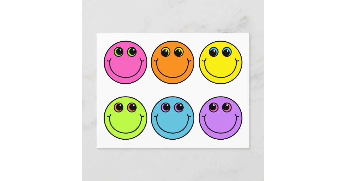 Colorful Emoji Faces Postcard | Zazzle