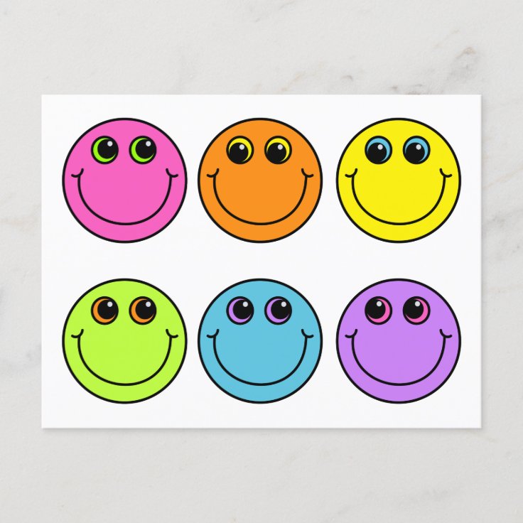 Colorful Emoji Faces Postcard | Zazzle