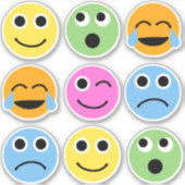 Colorful Emojis Faces Emoticons Stickers | Zazzle