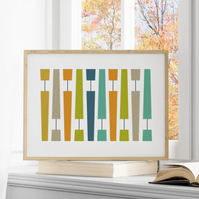Colorful Exclamation Points Geometric Mid Century Poster | Zazzle