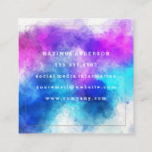 Colorful Expressive Watercolor Monogram Square Business Card | Zazzle