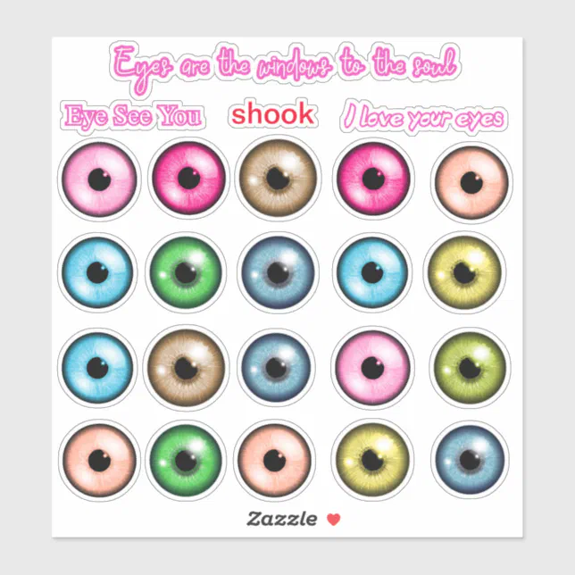 Colorful Eyes Cute Stickers | Zazzle