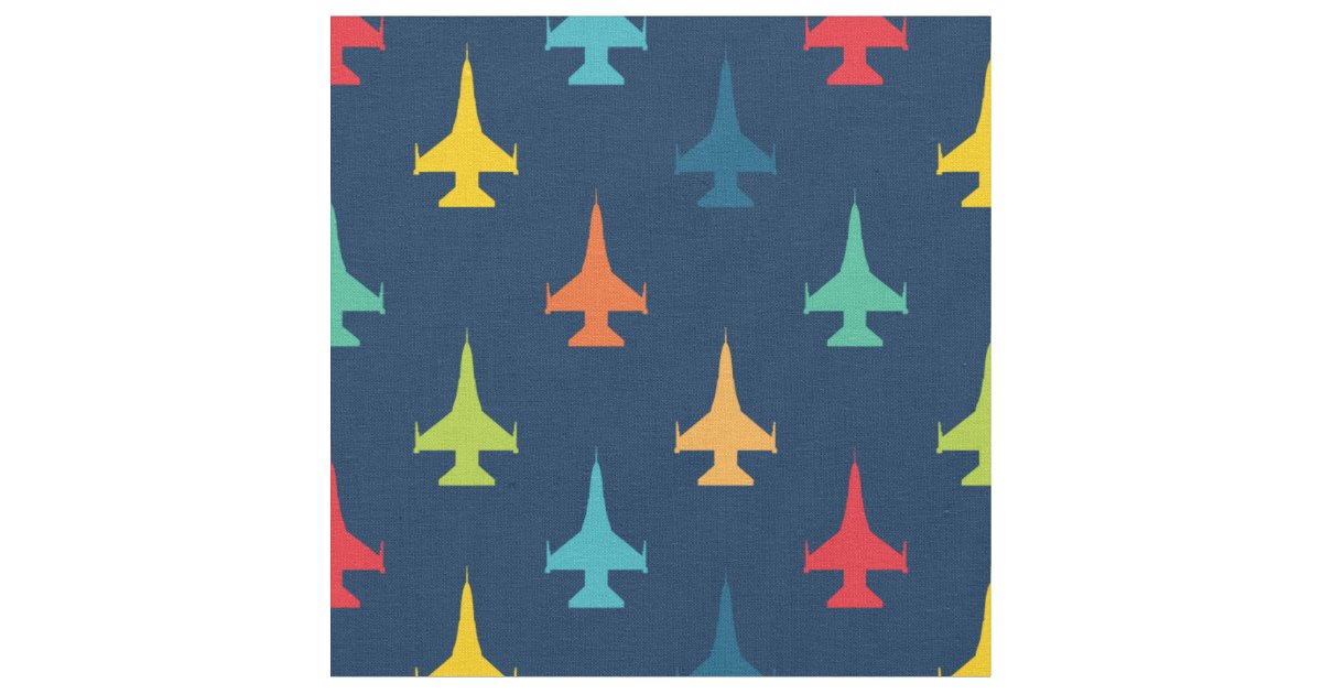 Colorful F-16 Viper Fighter Jet Pattern Primaries Fabric | Zazzle
